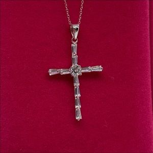 Jewelry | 14k White Gold Lab 2ct Diamond Cross Necklace | Poshmark